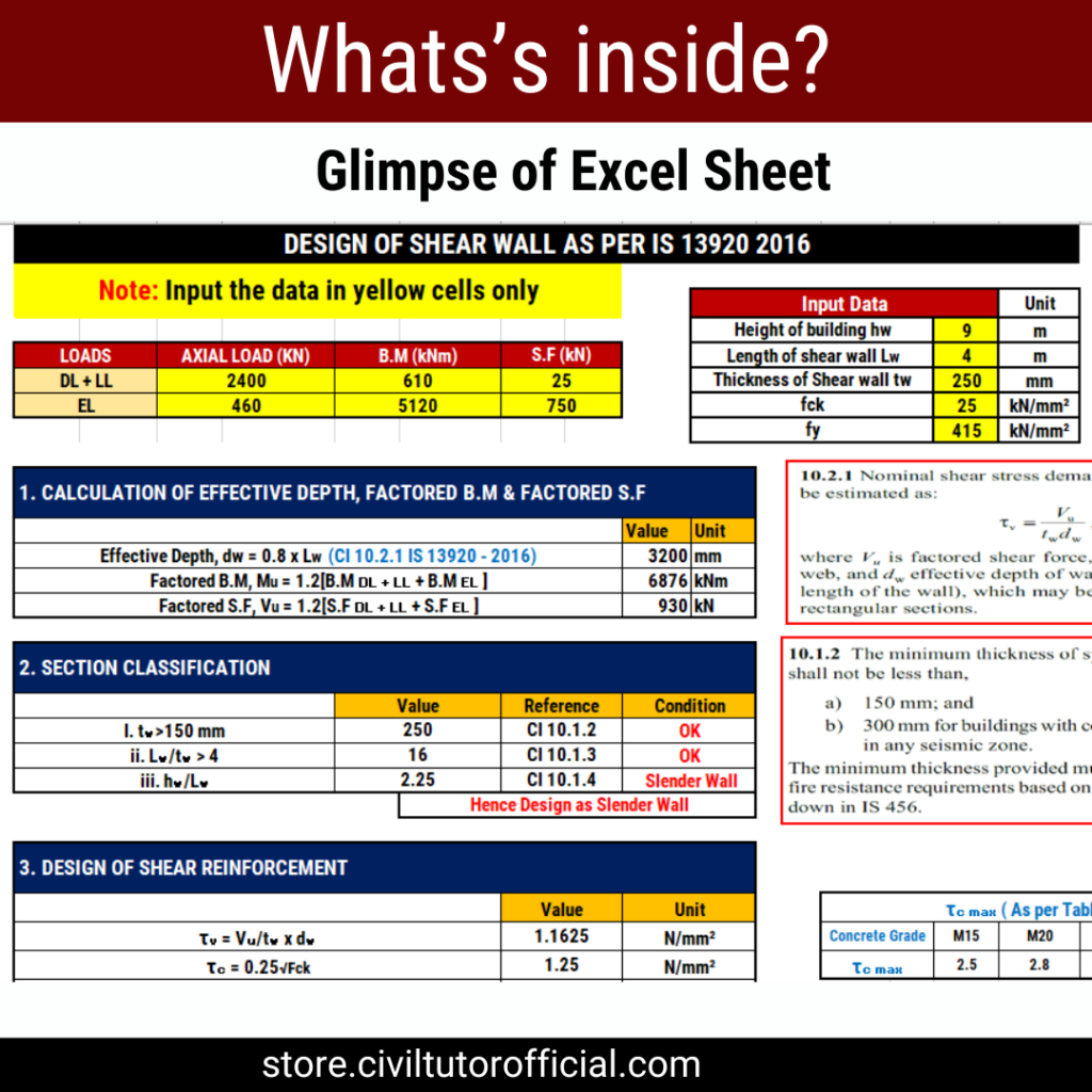 DESIGN OF SHEAR WALL [PDF + Excel Sheet] - Manual Design with excel ...
